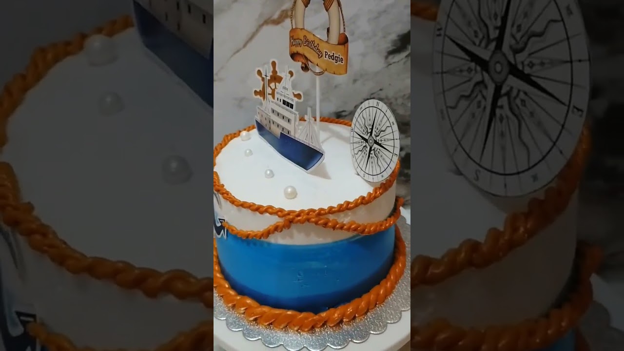 Nautical, Seaman ⚓⛴️Themed Cake, No Fondant - YouTube