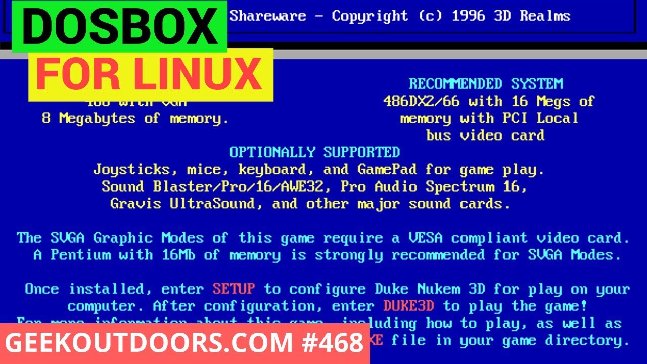 DosBox Linux Geekoutdoors.com EP468 - YouTube