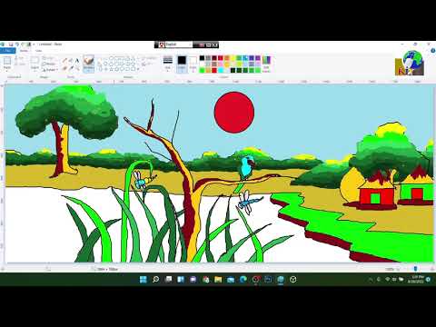 Village Scenery Paint in MS Paint | Digital Painting | Paint by Chandan ...