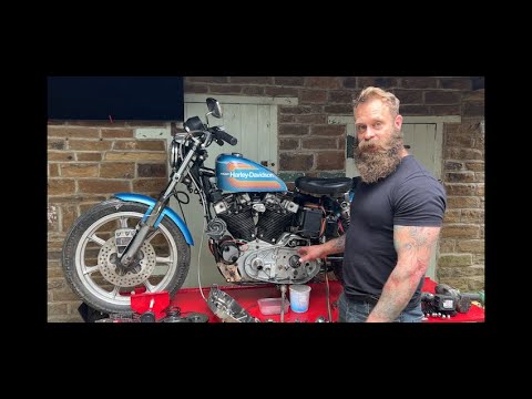 Harley Davidson Ironhead Sportster kick start conversion. - YouTube