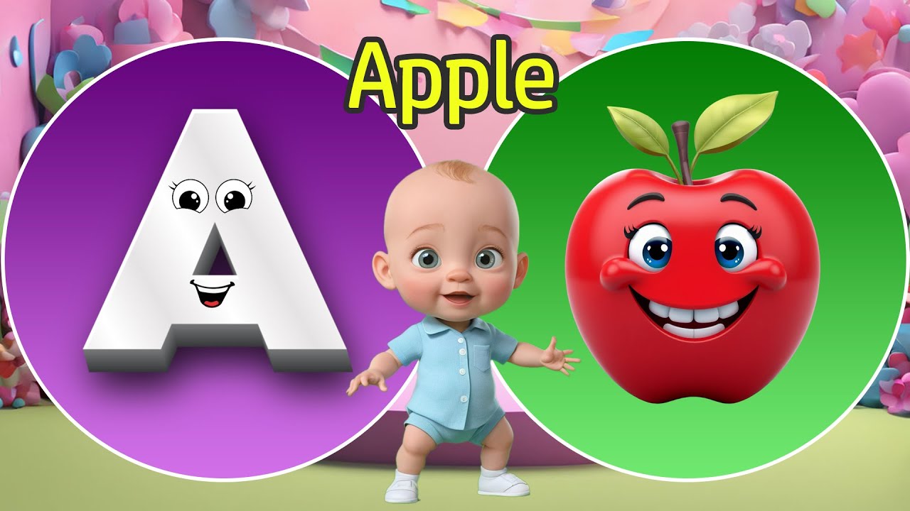 A is for Apple, ABC Phonics Song - Toddler Learning Song, Nursery ...