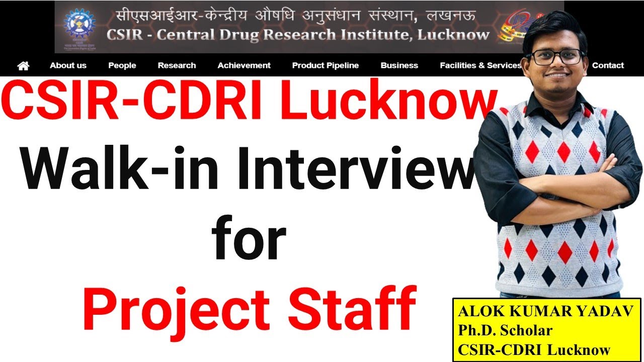CSIR-CDRI Lucknow Walk-in Interview for Project Staff I Complete Detail ...