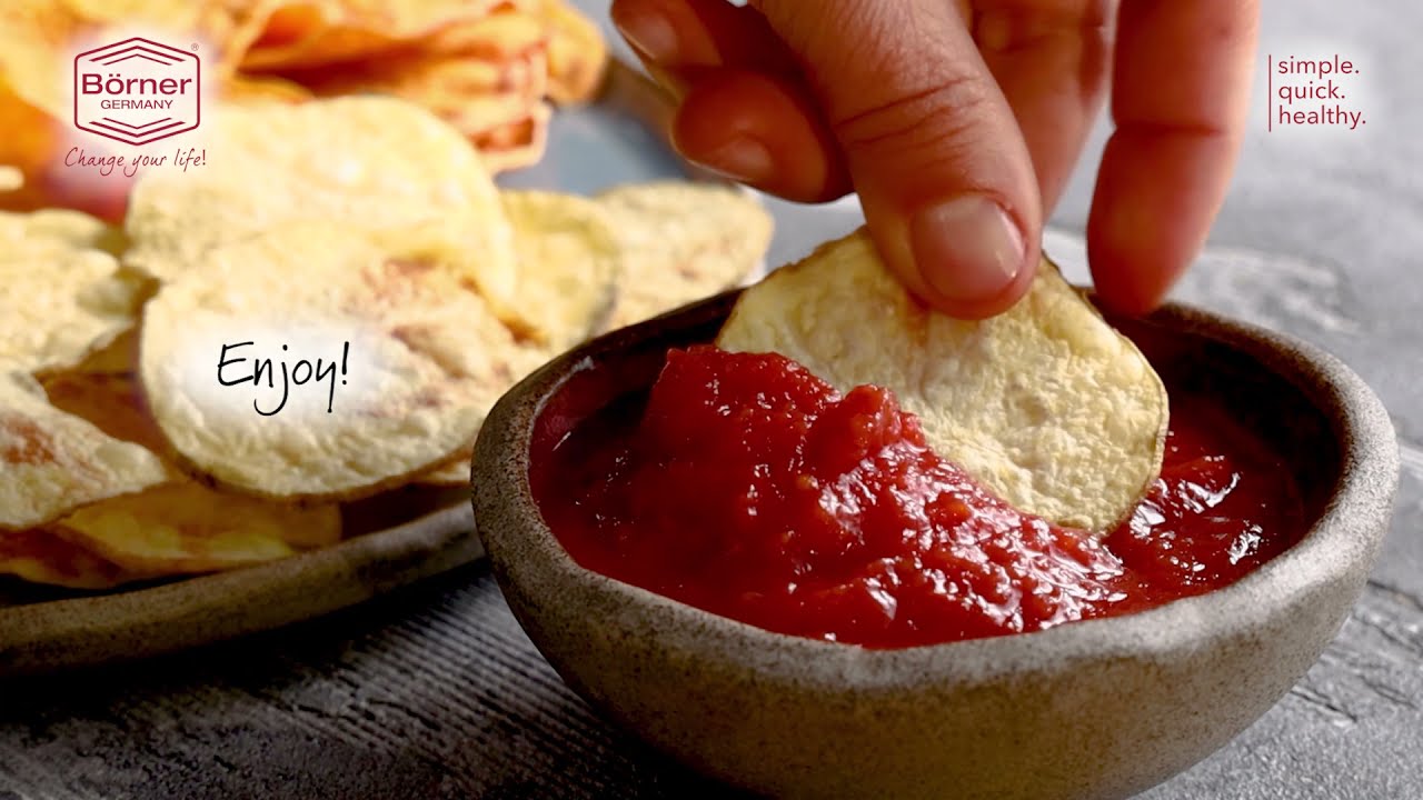Vegetable chips with tomato dip and cheddar sauce - YouTube