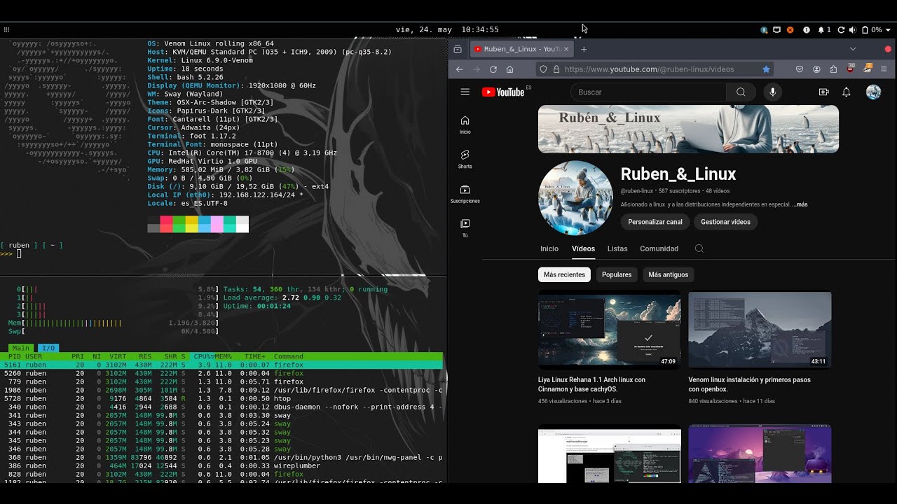 Venom Linux Sway instalación con ISO oficíal. - YouTube