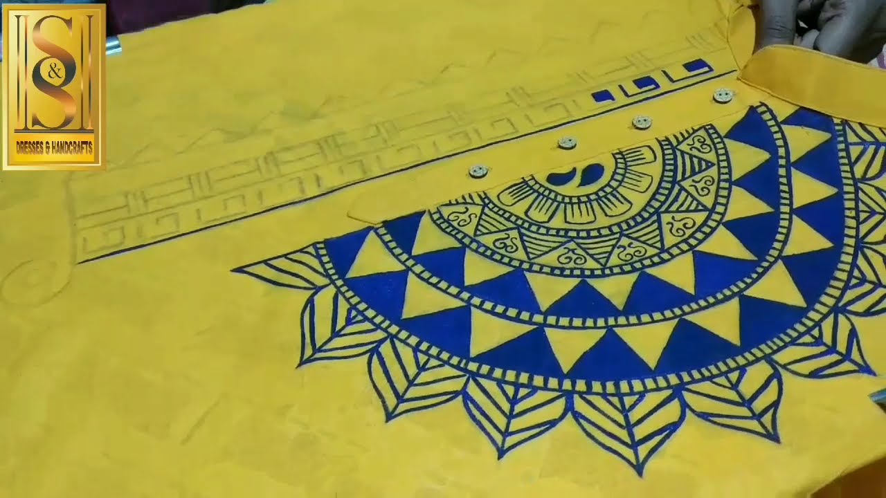 How to make hand painted Kalka design on cotton Panjabi | By using ...