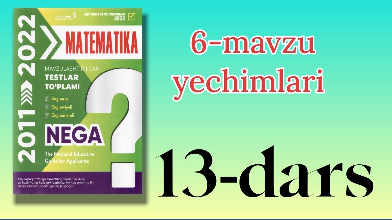 Nega matematika yechimlari || 6-mavzu || Butun sonlar ustida amallar ...