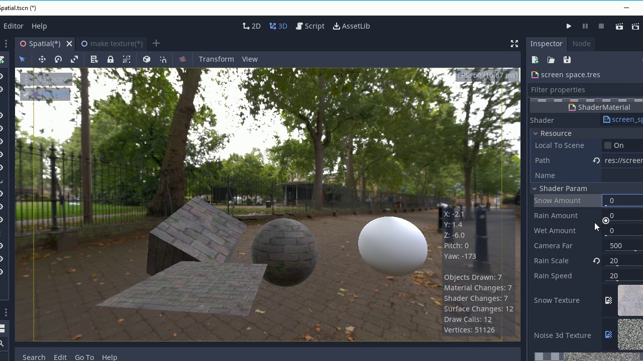 Screen space shader for simple rain and snow. - YouTube