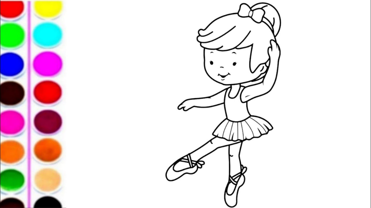 Easy Dancing doll drawing for kids||cartoon girl Drawing, colouring ...