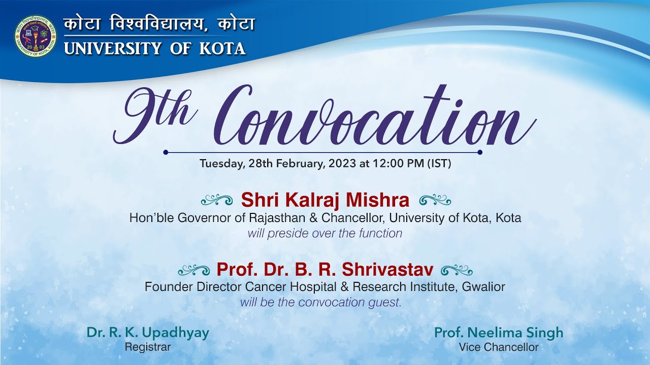 9th Convocation Ceremony of Kota University 2023 - YouTube