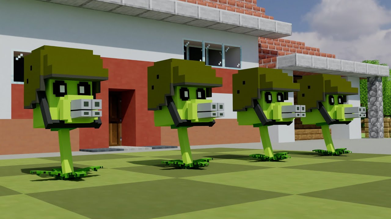 Gatling Pea - PVZ Minecraft Animation - YouTube