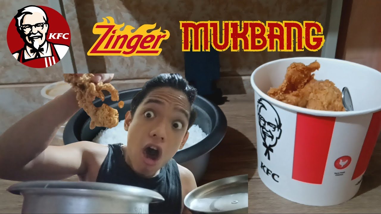 KFC Zinger Steak Bucket Mukbangsa umaga - YouTube