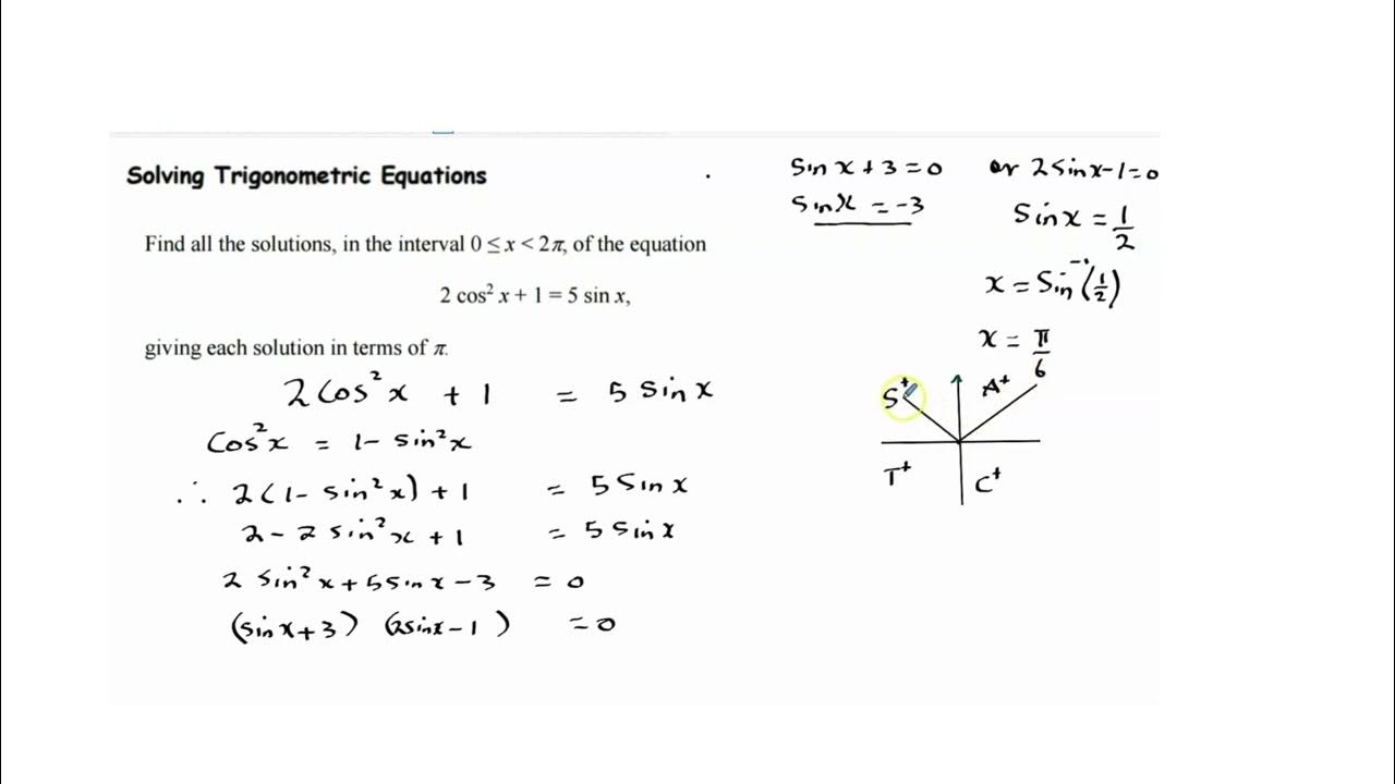 Solving Trigonometric equations in Radians-Edexcel past paper question ...