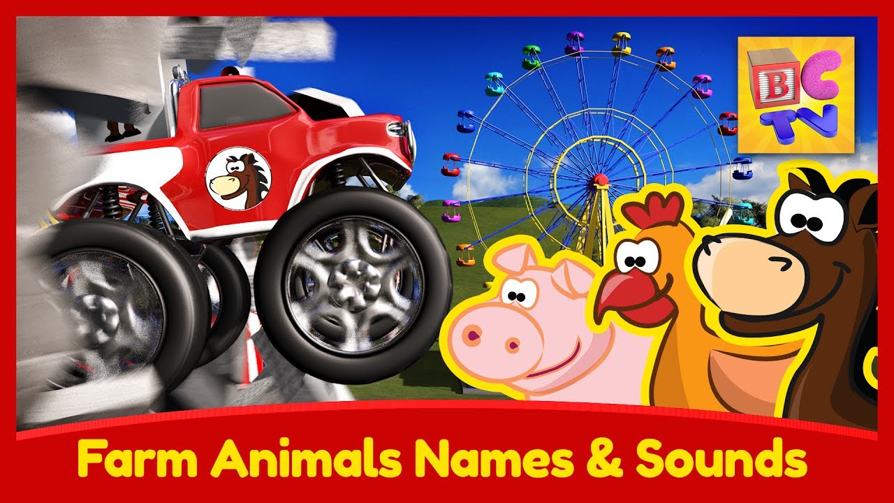 Learn Names & Sounds of Farm Animals with Monster Trucks at the ...