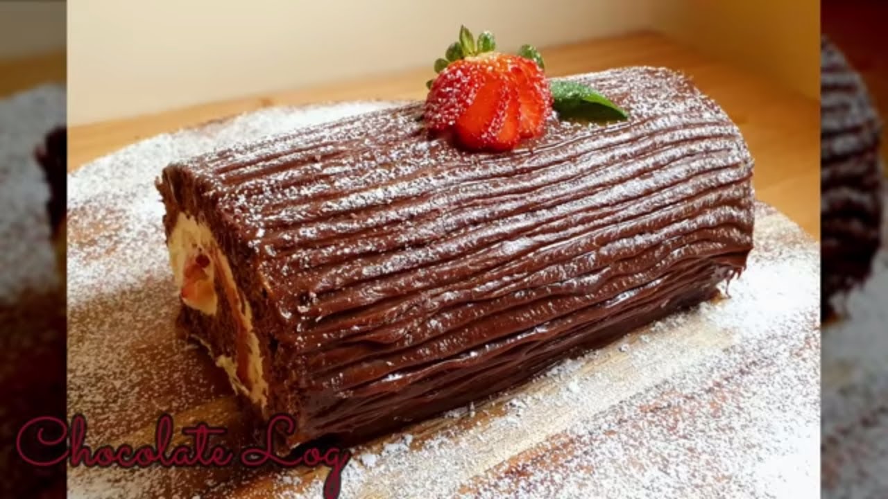 CHOCOLATE LOG CAKE | Yule Log | Cake roll Recipe - YouTube