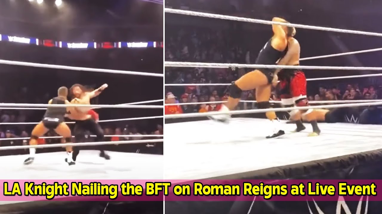LA Knight Nailing the BFT on Roman Reigns at WWE Live Event - YouTube