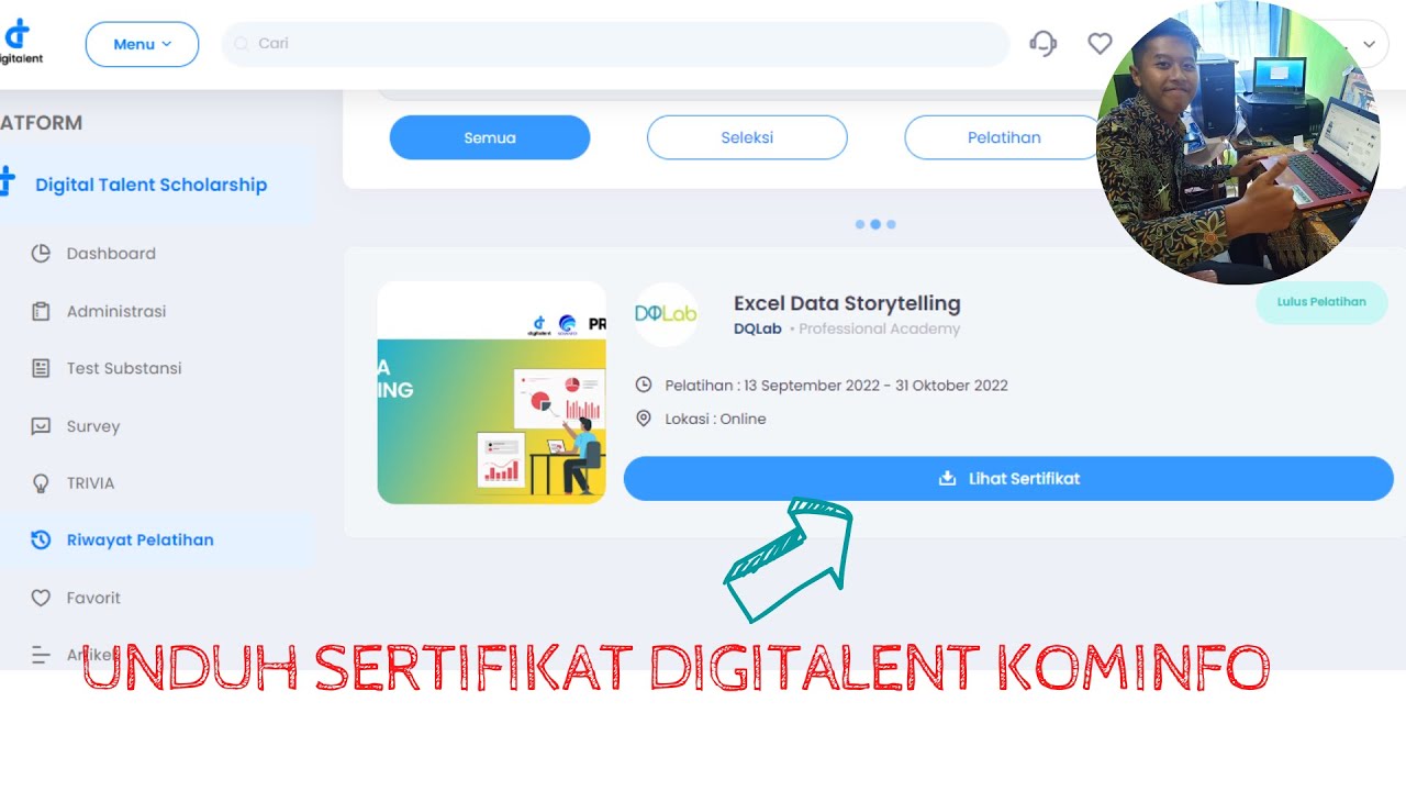 Mendownload Sertifikat Digitalent Kominfo - YouTube