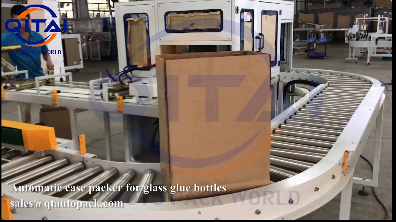 Glass glue bottles automatic case packer packaging machine/case erector ...