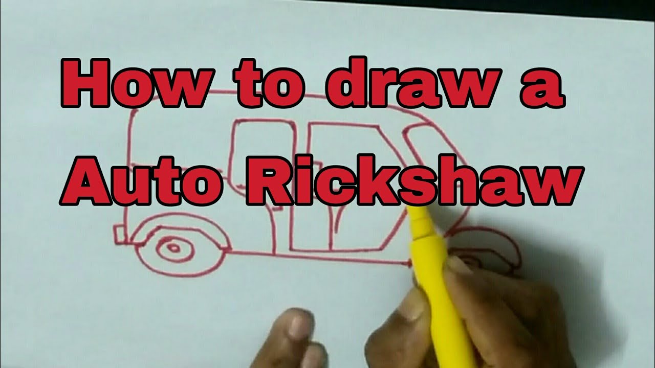 drawing, How to draw a Auto rickshaw for kids and other - YouTube