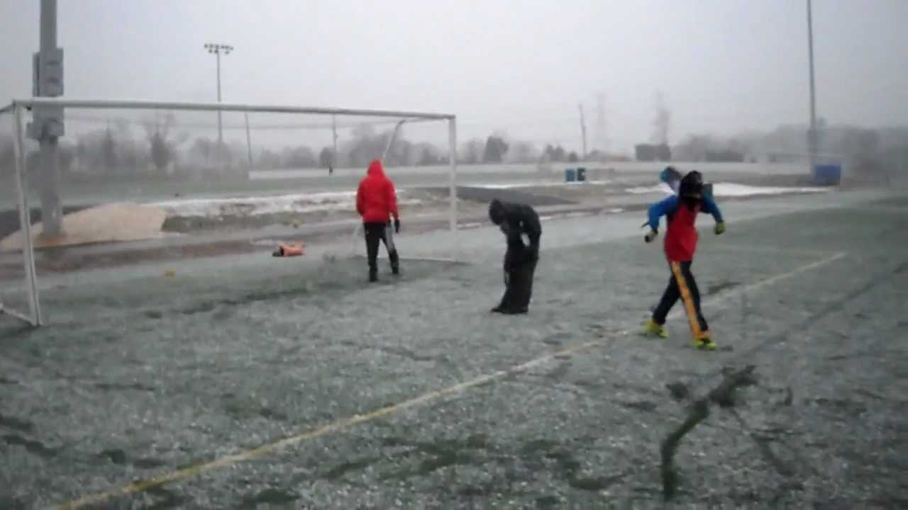 playing soccer in the snow - YouTube