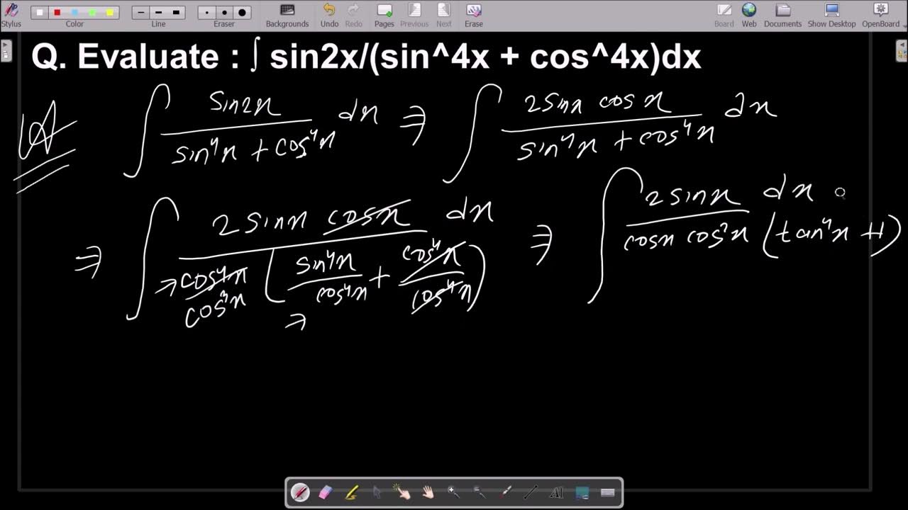 Evaluate : ∫sin2x/(sin⁴x + cos⁴x)dx - YouTube