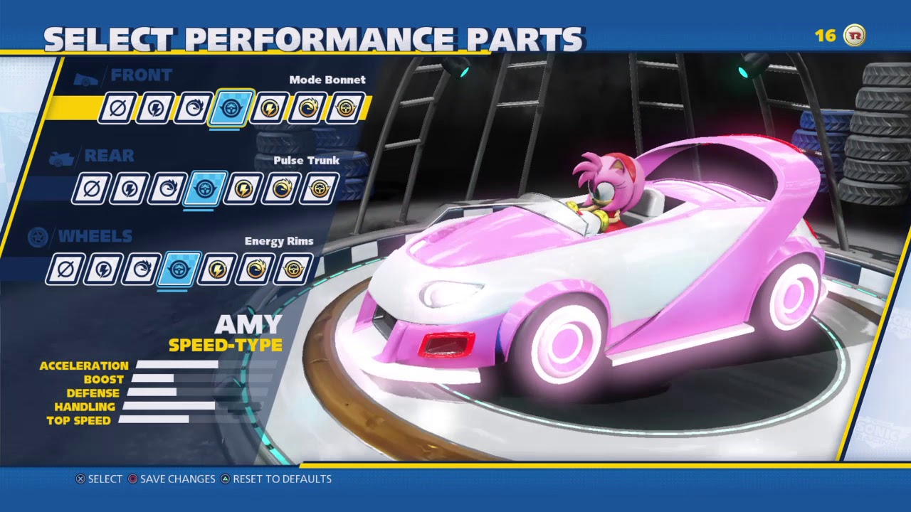 Team Sonic Racing Amy Rose Vehicle Customization Parts - YouTube