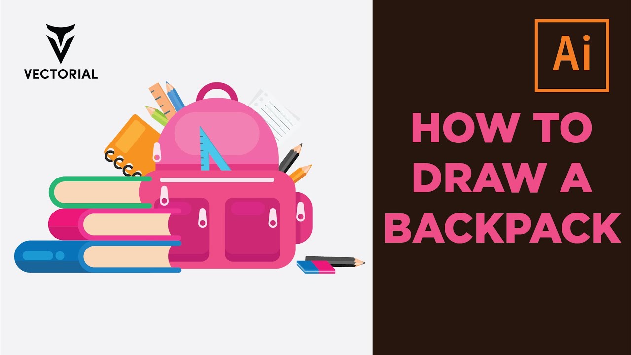 How to draw backpack in Adobe Illustrator - Step by step - YouTube