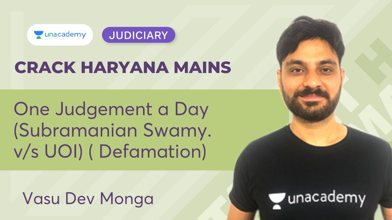 One Judgement a Day (Subramanian Swamy v/s UOI) Defamation | Vasu Dev ...
