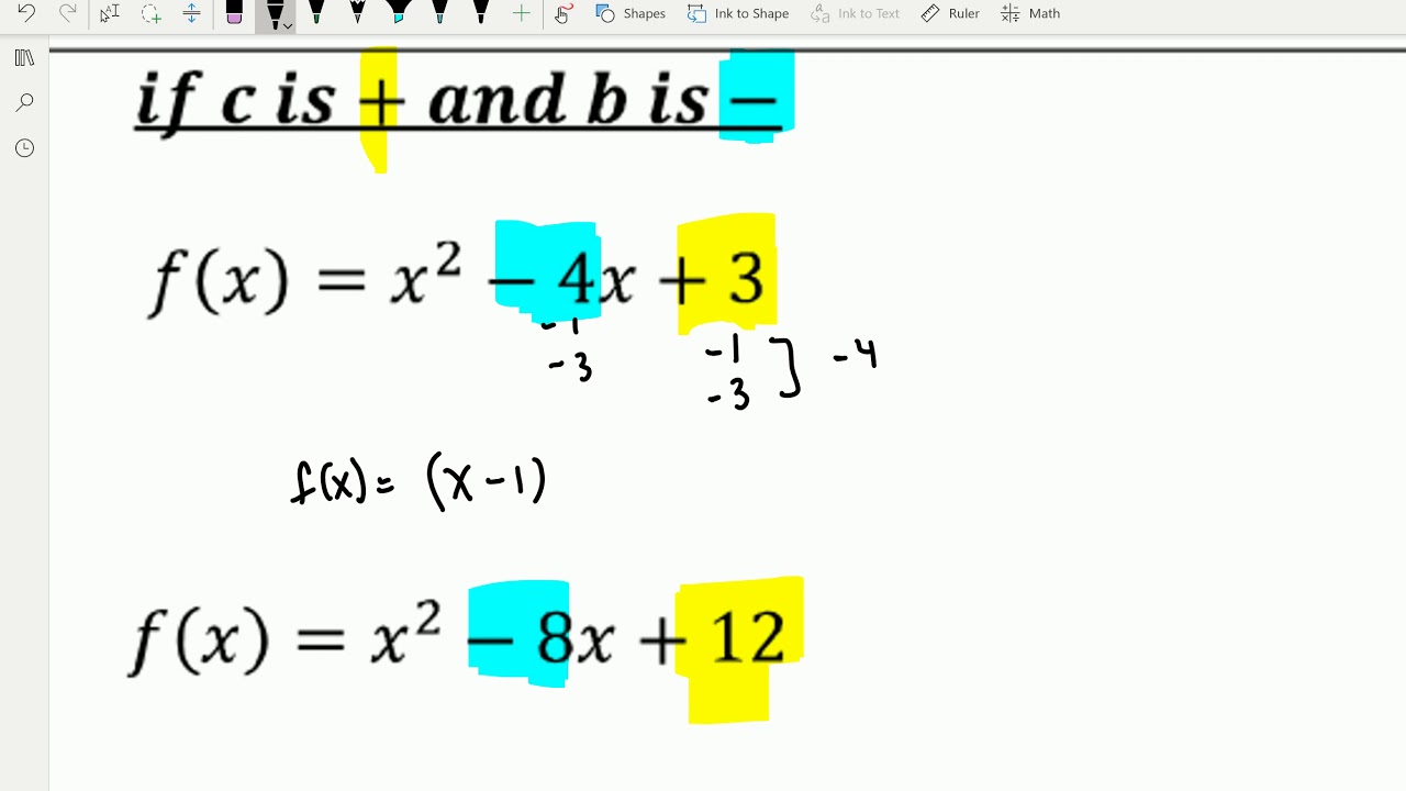 How to Factor Quadratics when a=1 - YouTube