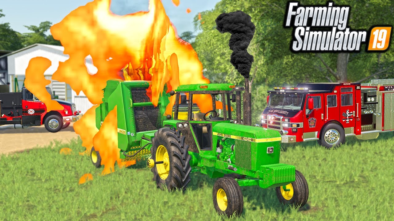 BALER STARTS ON FIRE! | (ROLEPLAY) FARMING SIMULATOR 2019 - YouTube