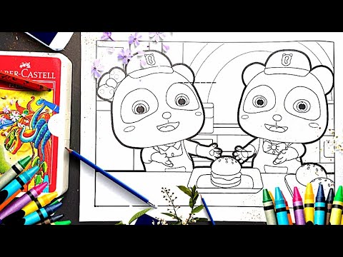 MEWARNAI GAMBAR BABYBUS MEMBUAT HAMBURGER DENGAN CRAYON - YouTube