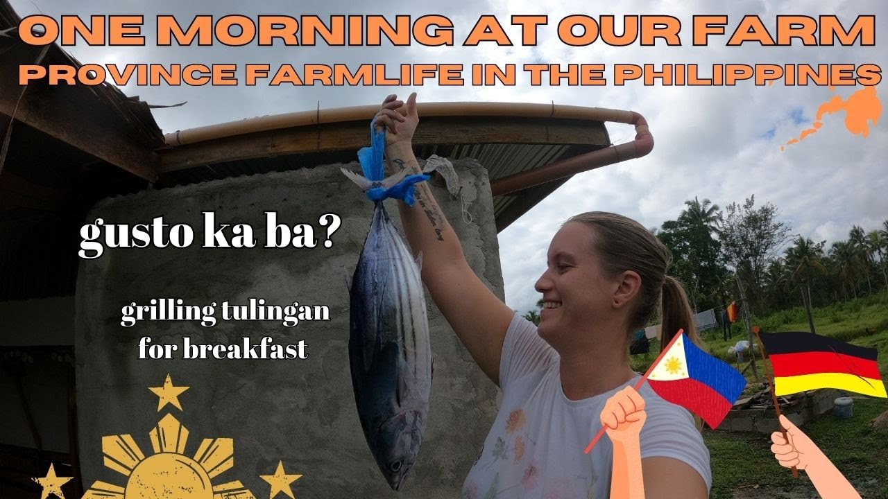 German Filipino Family grills big fish in the Philippines - One morning ...