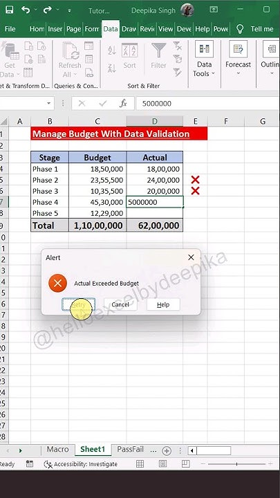 Budget With Data Validationexcel Shorts Exceltricks Exceltutorial Excel365 Msexcel