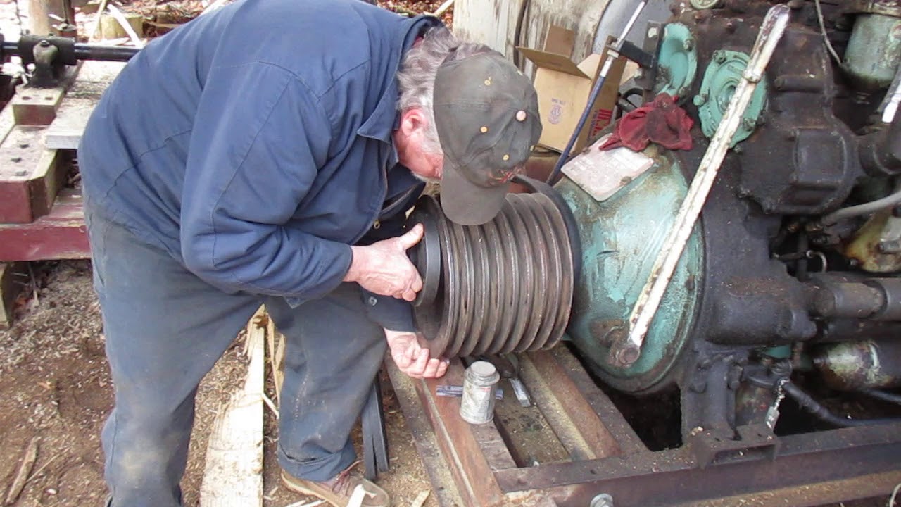 #123 Frick sawmill pulley change - YouTube