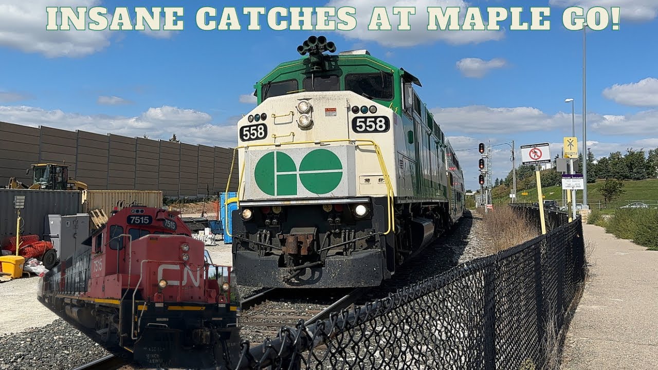 (F59PH Madness CN L544 and an Awesome P3 Horn From 7515) Insane Railfanning at the Maple Go ...