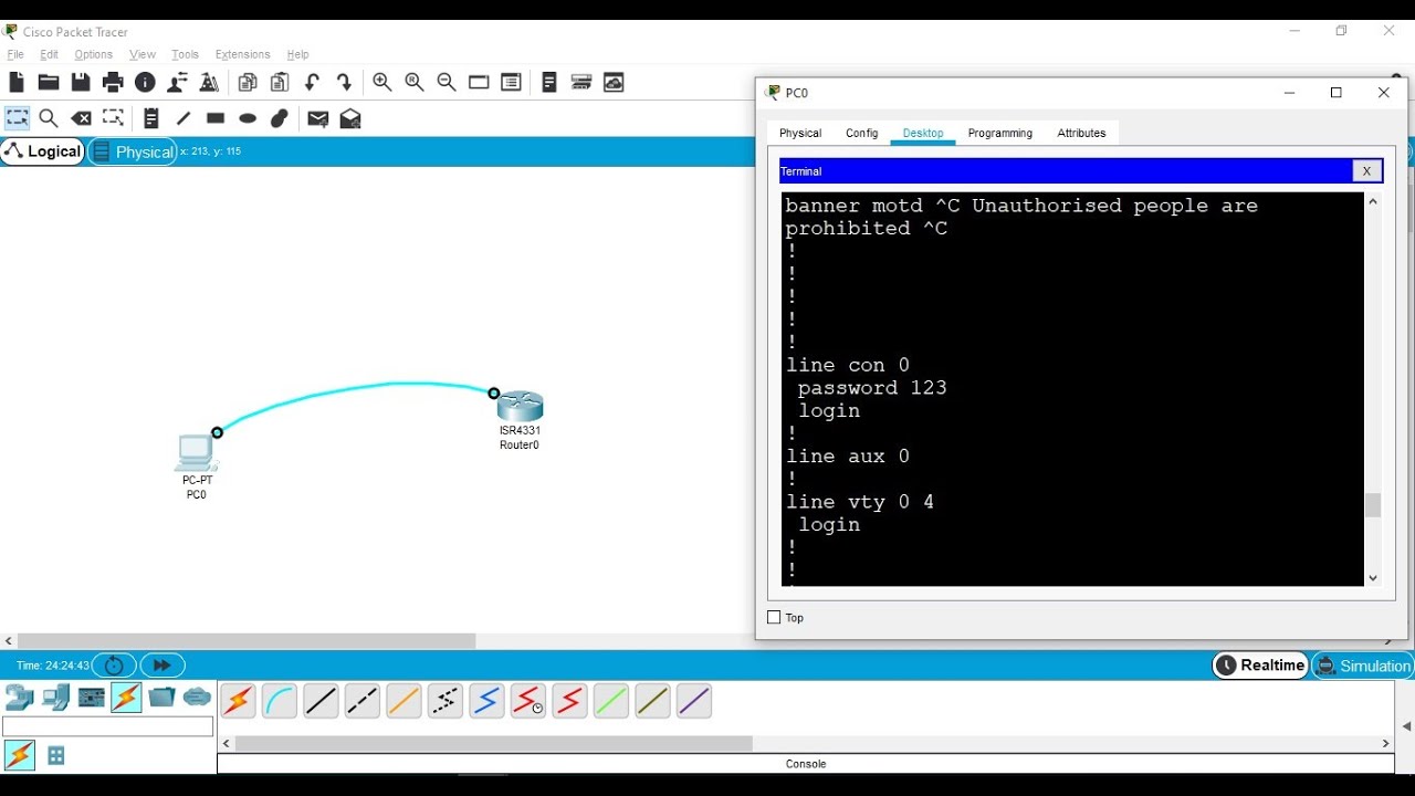 Ccna Lab1 How To Configure Password On Cisco Router Console Port