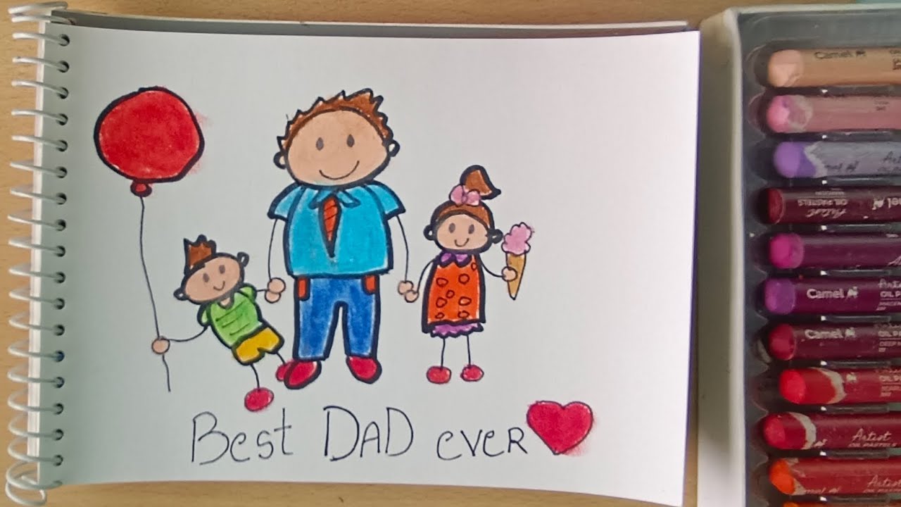 Father's day cute drawing for small kids greeting card #drawing # ...
