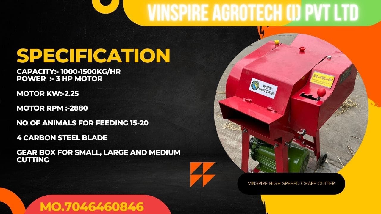 HIGH SPEED CHAFF CUTTER 3HP - YouTube