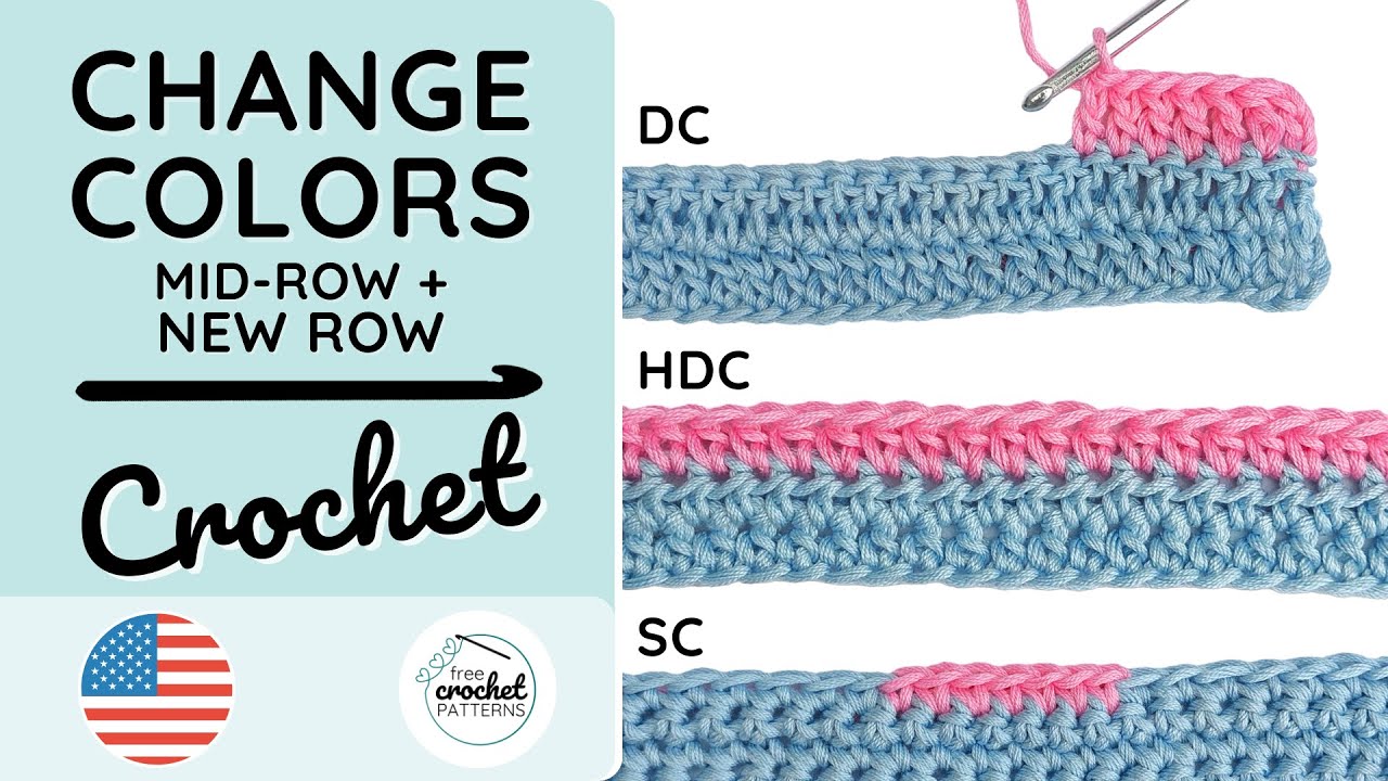 How to Change Colors in Crochet - single crochet, double crochet and ...
