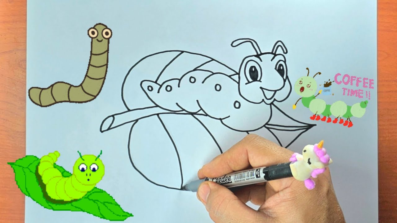 Worm - How to draw a Worm Step by Step - Easy drawings - YouTube