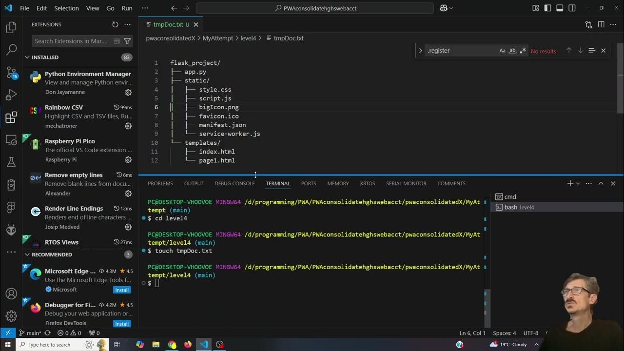 Intro to Learning FLASK and PWA - Level4 part 1 - Shell commands - YouTube