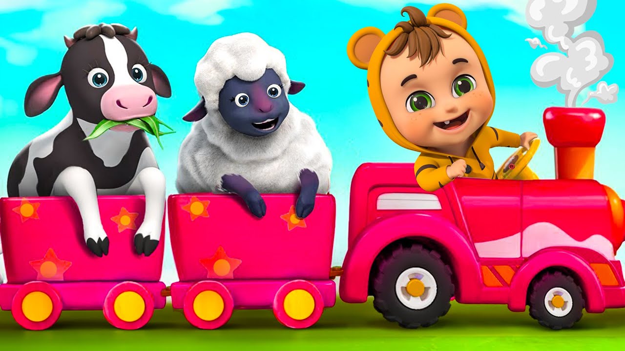 The Wheels On the Farm Bus Go Round and Round | Animal Farm Song | New ...