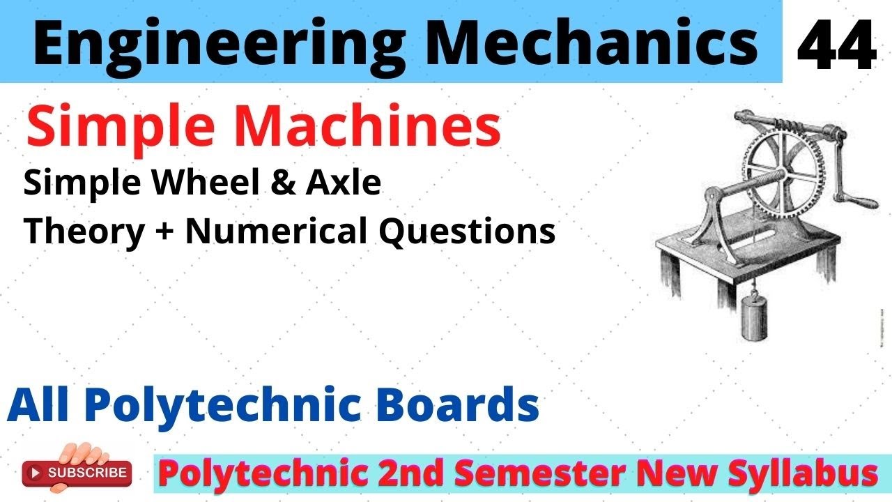 Engineering Mechanics | Simple Wheel & Axle | Lecture 44 | 2nd Semester ...