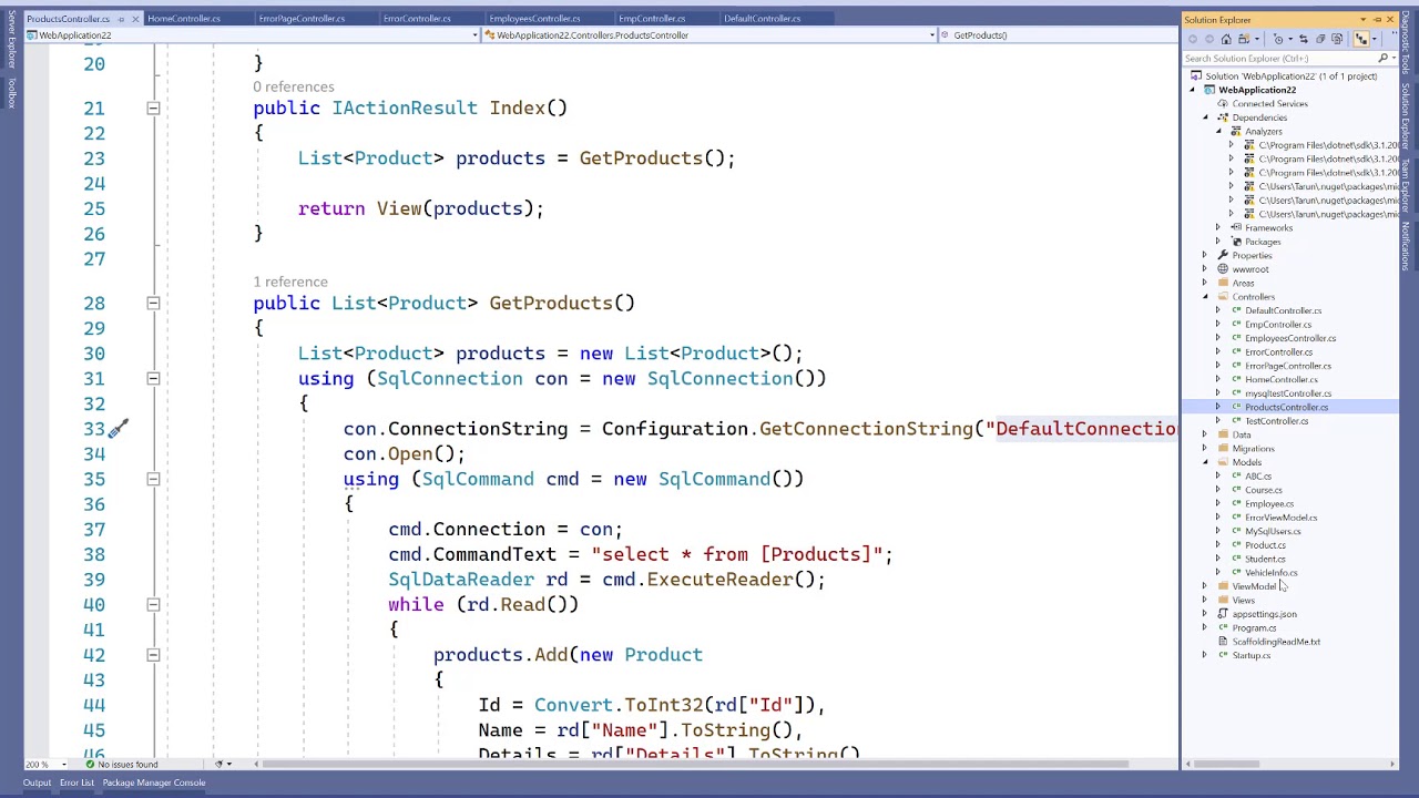 ADO.NET USED IN ASP.NET CORE - YouTube
