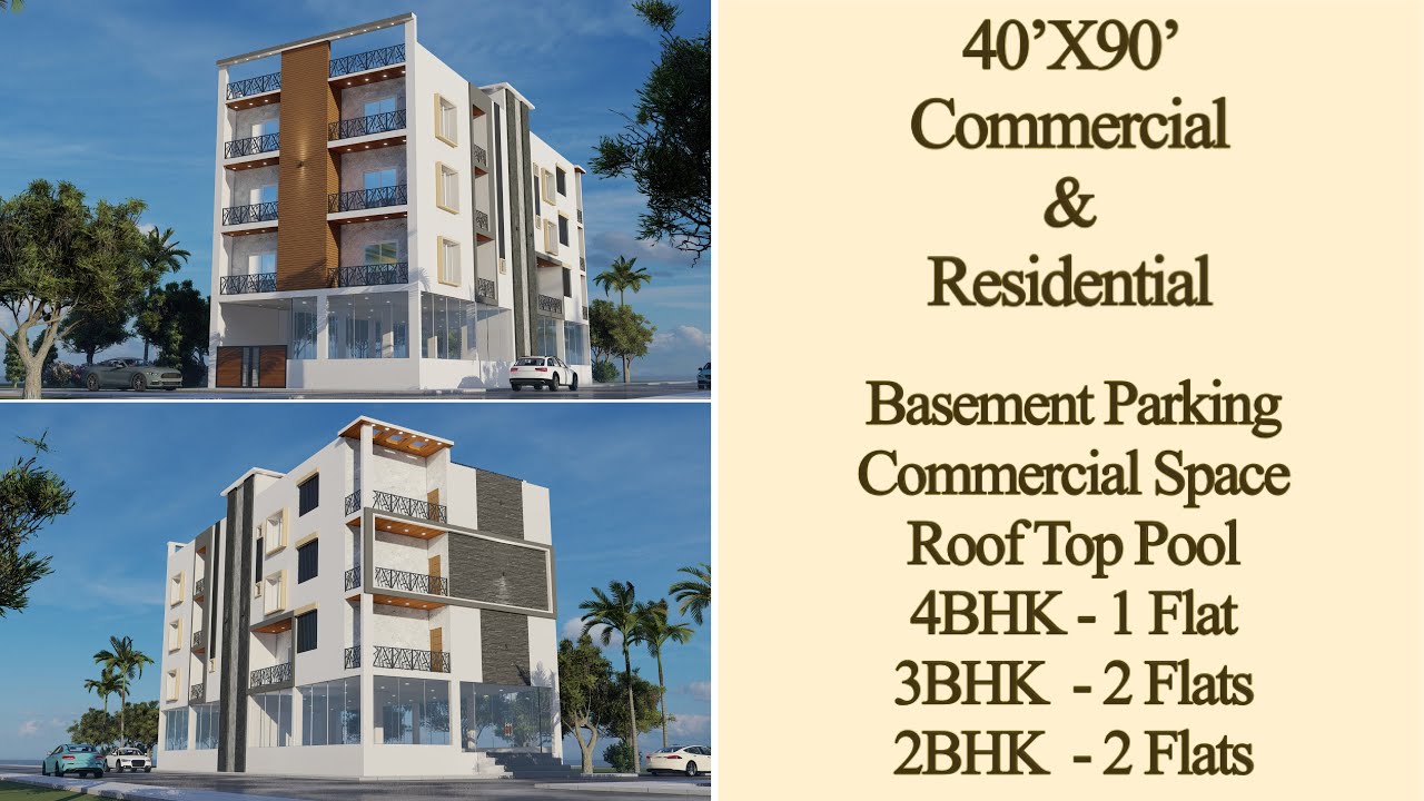 40X90 Feet Commercial and Residential Building Design | 3600 Sqft Plot ...