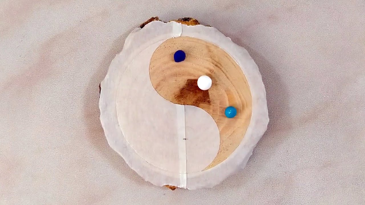 Yin & Yang acrylic painting on wooden slice_ Easy Masking Tape - YouTube