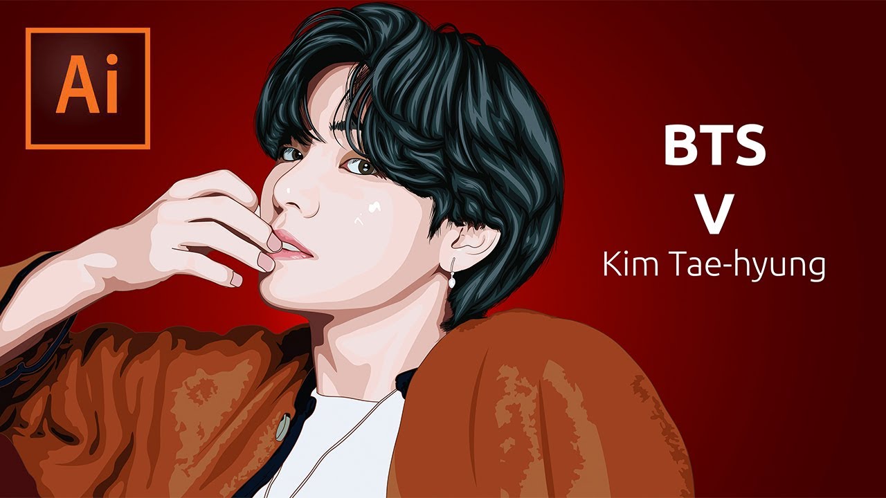 BTS | V | Kim Tae-hyung | Vector Portrait in Adobe Illustrator | Vector ...