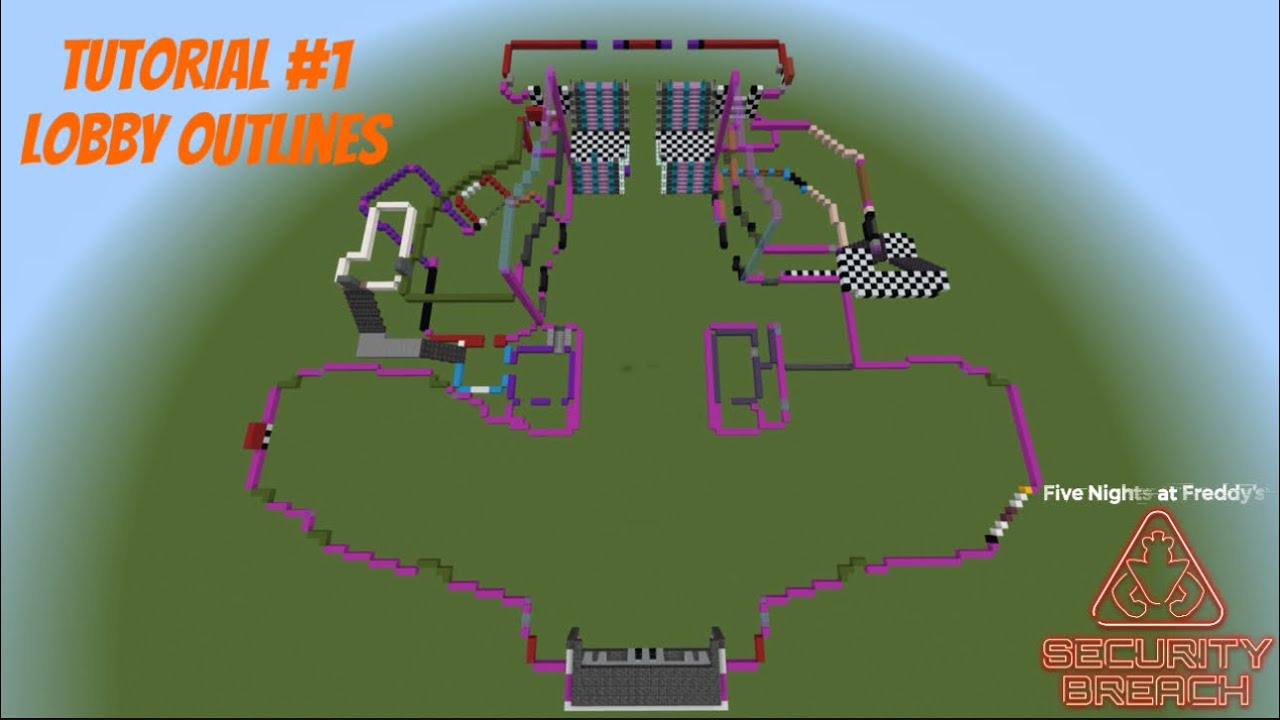 How To Build FNAF: Security Breach In Minecraft! | Part 1: Lobby Outlines - YouTube