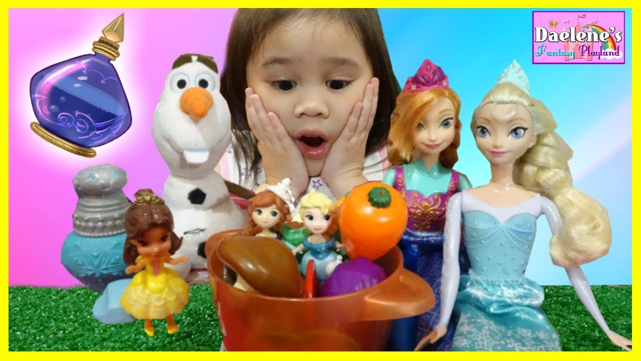 Olaf's Cooking Turns Elsa and Anna Small! Belle's Shrink Potion It's ...