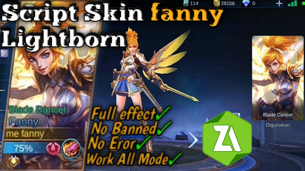 Script skin lightborn Fanny full effect-mobile legends - YouTube