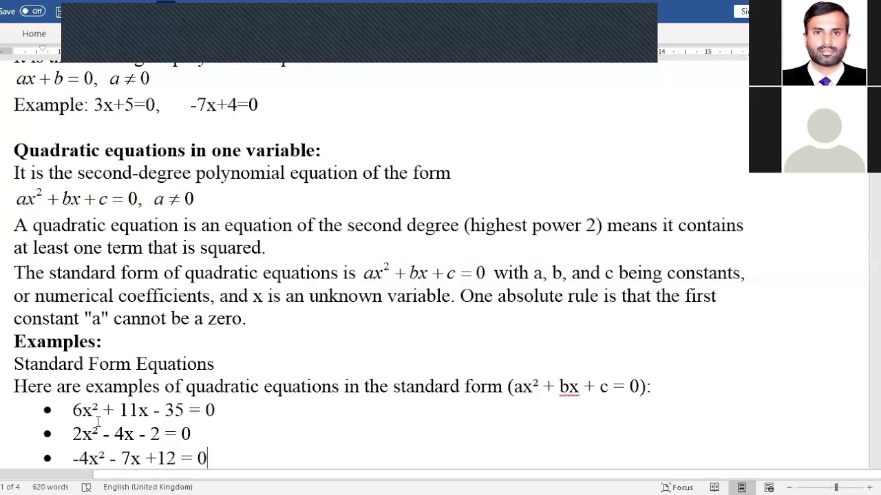 Introduction to Linear and Quadratic Equations - YouTube